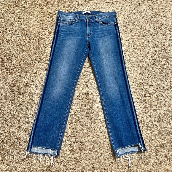 Jeans | Principle Denim Innovators Dark Blue Unfinished Frayed Hem ...